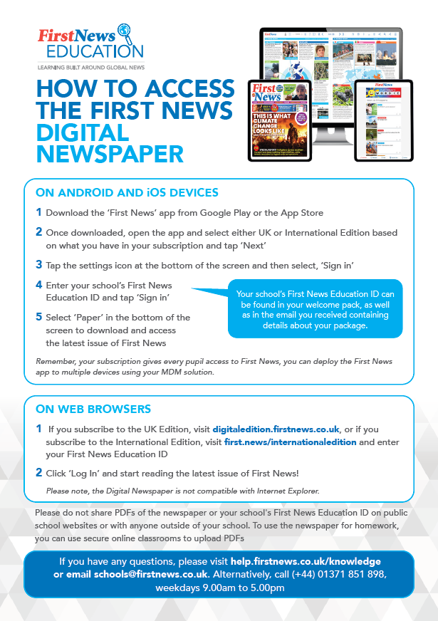 Subscribers Log In | Access Your Tools | First News Education