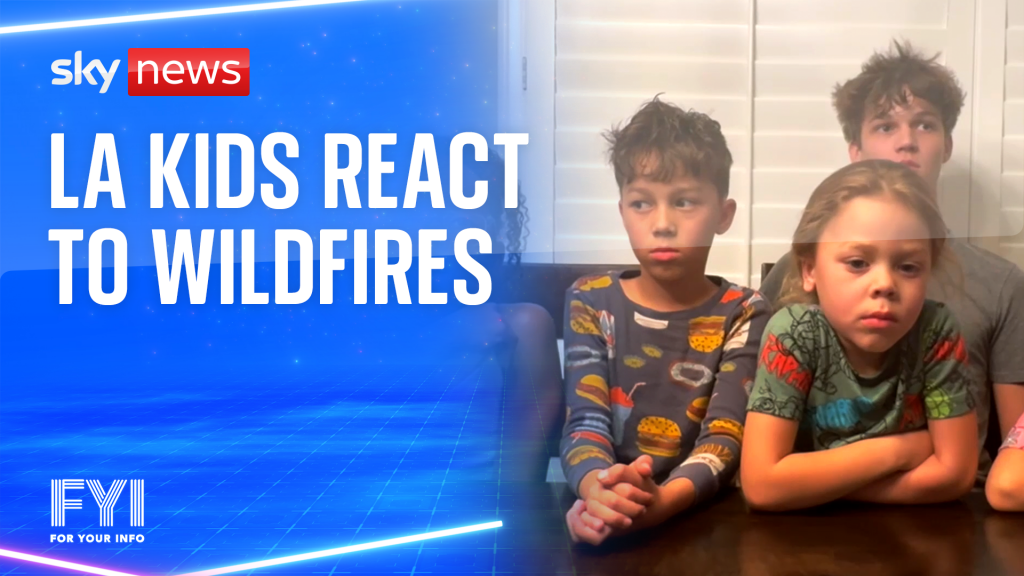 LA kids react to wildfires (00:55) - First News Education